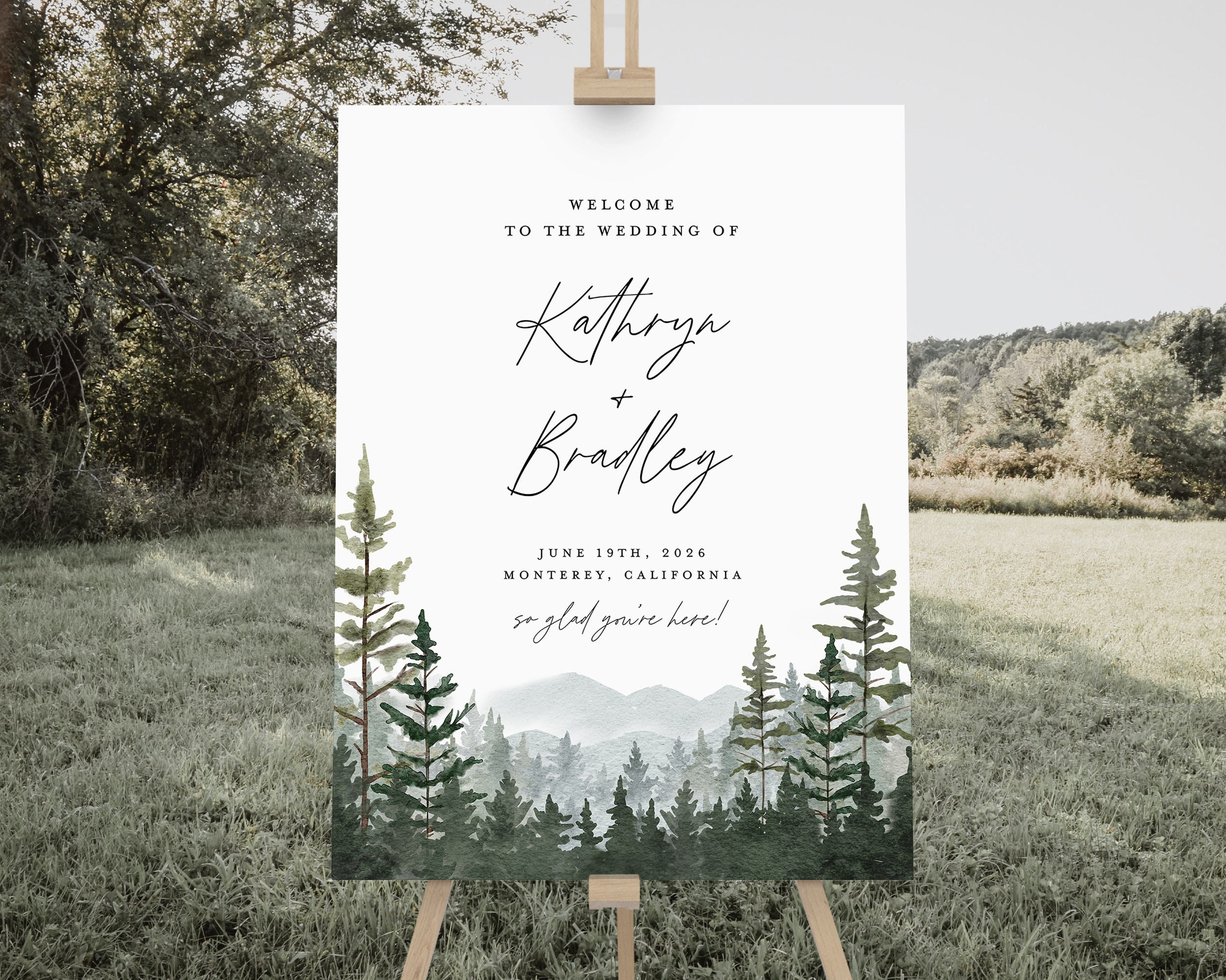 Mountain Wedding Welcome Sign Template Woodland Forest Pine - Etsy