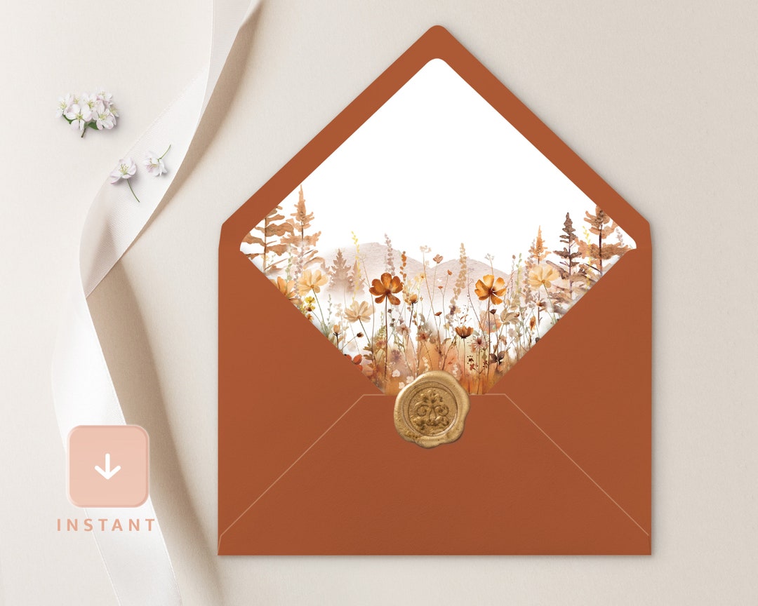 Fall Mountain Envelope Liner, Terracotta Wildflower A6 and A7 Euro Flap ...