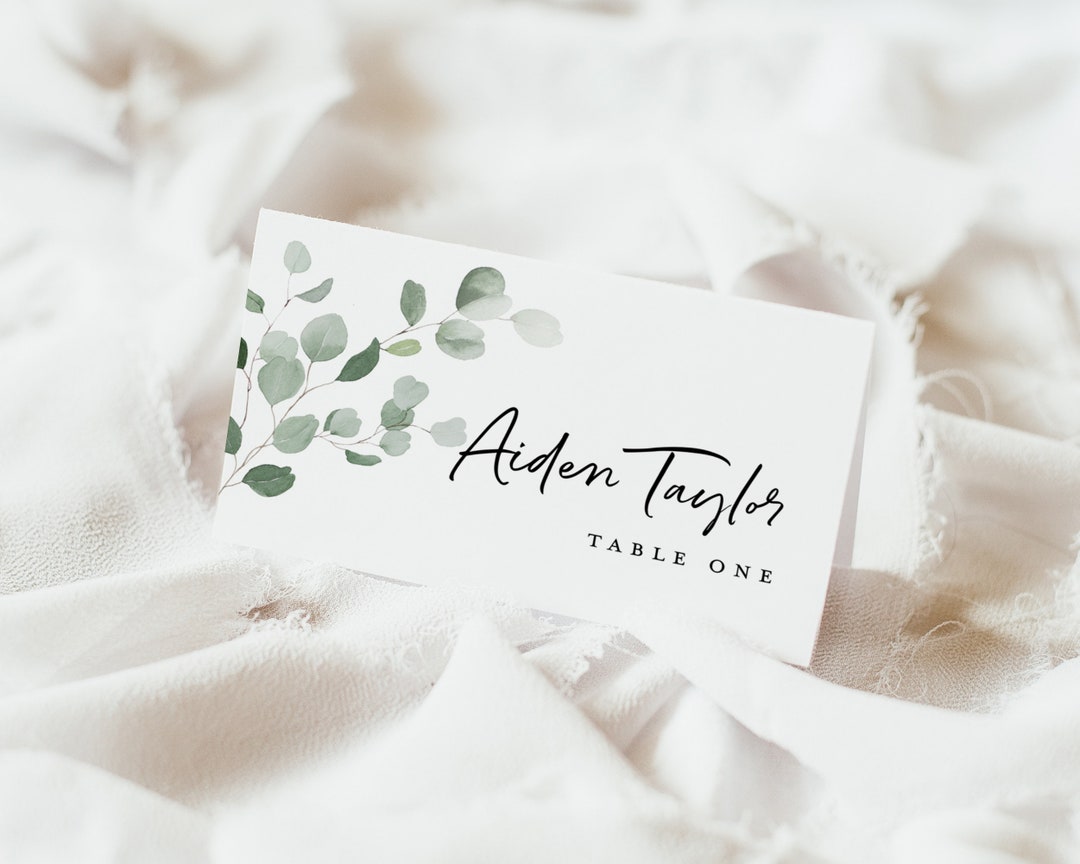 Sage Green Wedding Place Card Template, Rustic Editable Escort Tent ...