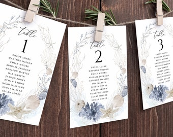 Shell Numbered Seating Cards, Beach Seating Cards, Table Assignments ...
