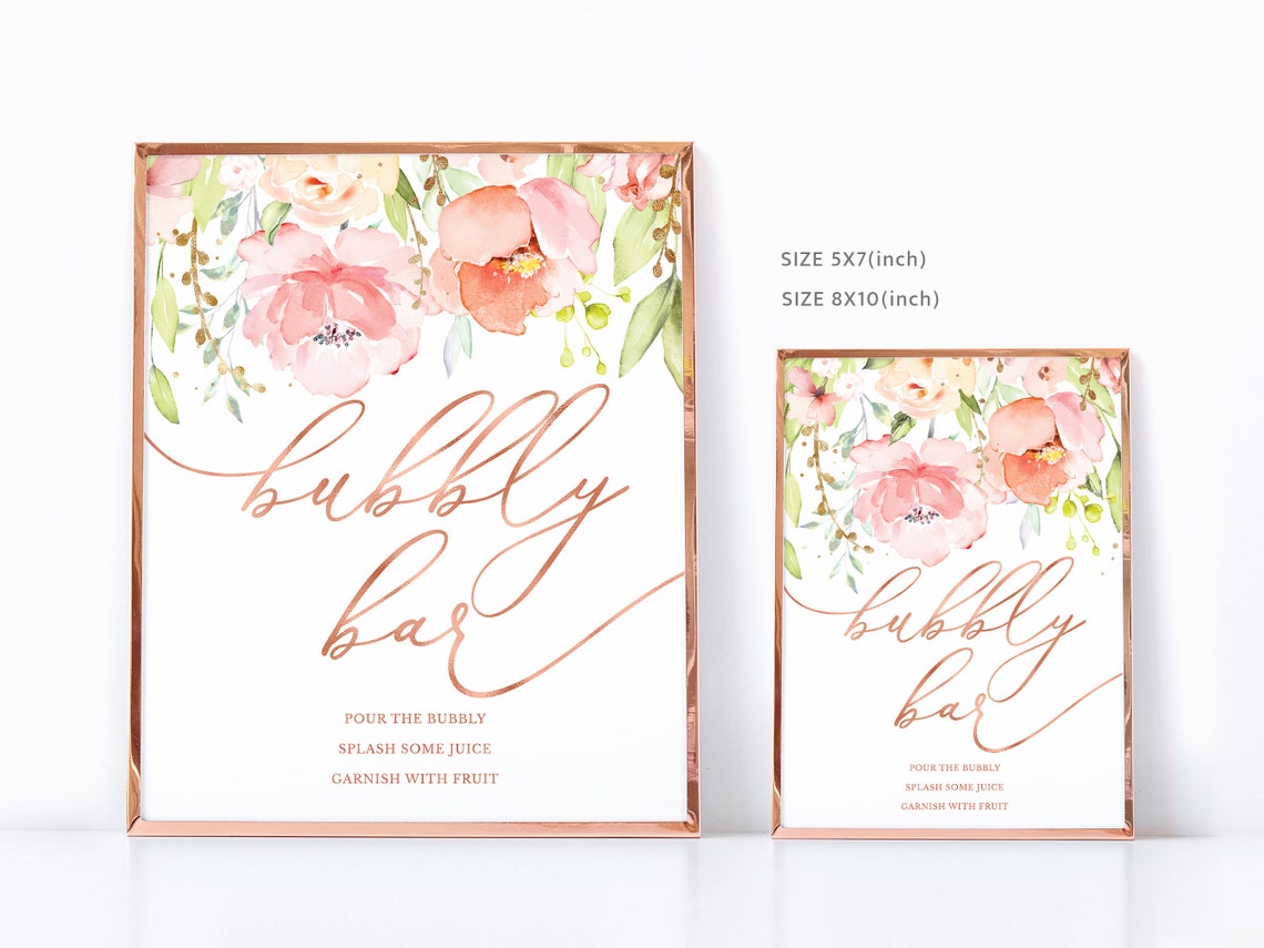 Bubbly Bar Sign Blush Pink Shower Sign Rose Gold Shower - Etsy