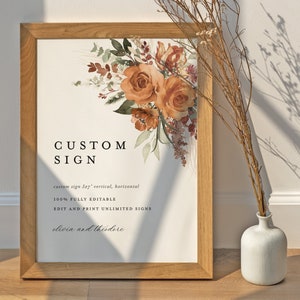 Terracotta Custom Wedding Sign Template, Boho Floral Reception Table ...