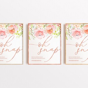 Oh Snap Sign Bridal Shower Wedding Photo Booth Table Hashtag Blush Pink ...
