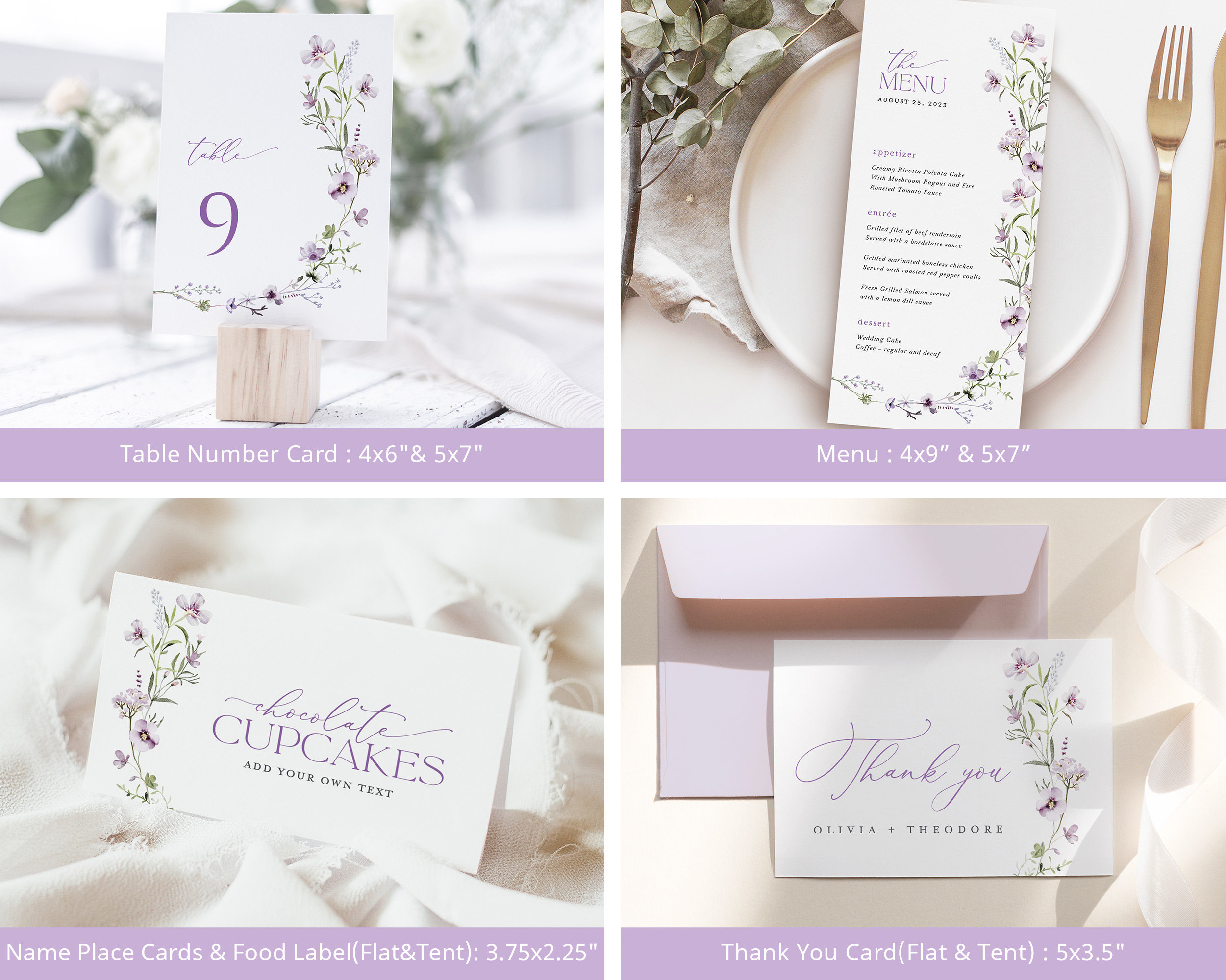 Floral Bridal Shower Invitation Bundle, Printable Lilac Lavender Shower ...