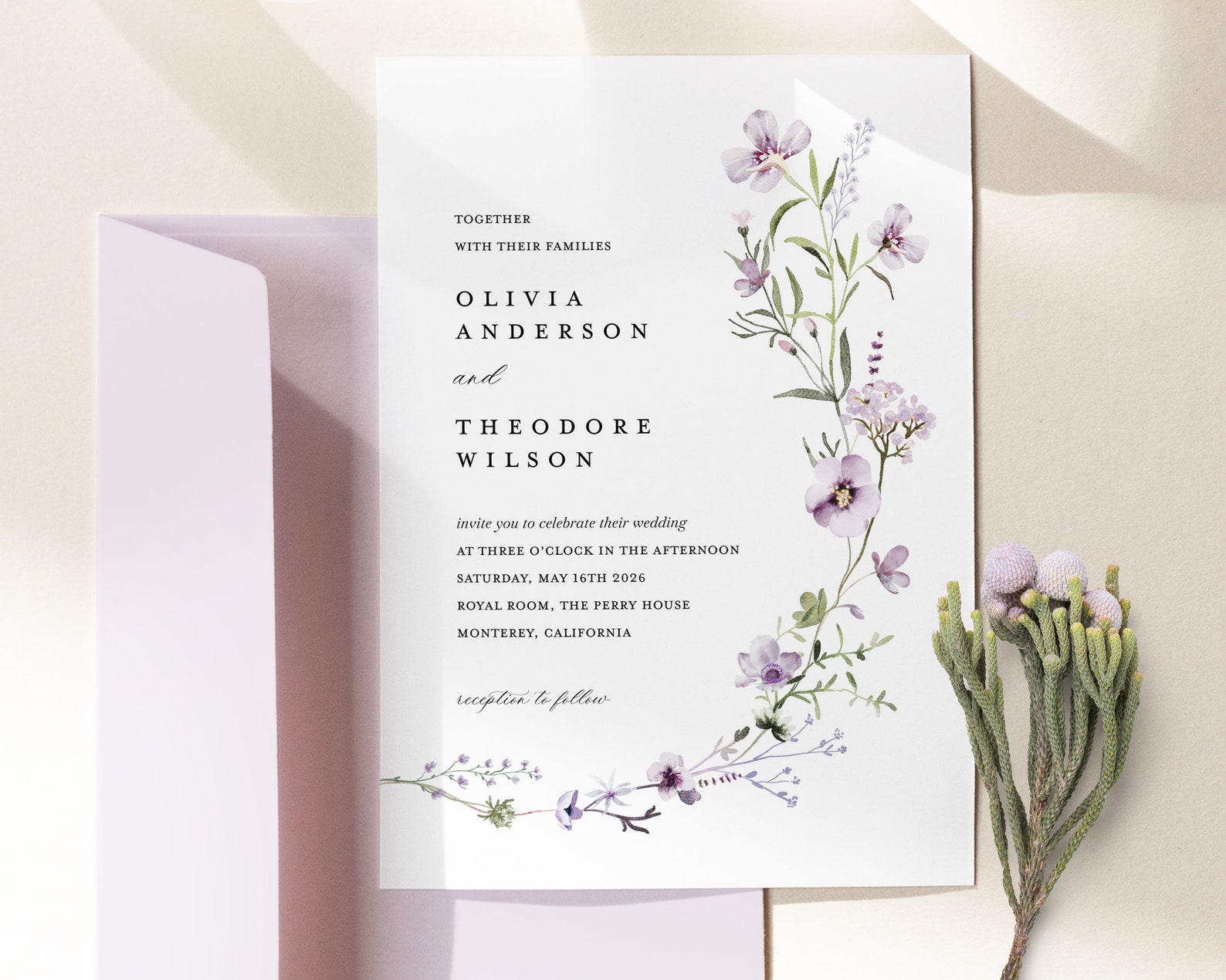 Lavender Wedding Invitation Template Sage Green Wedding | Etsy