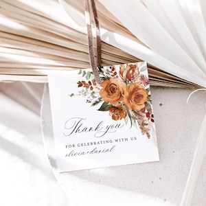 Terracotta Wedding Favors Tag Template, Boho Thank You Tag, Floral ...