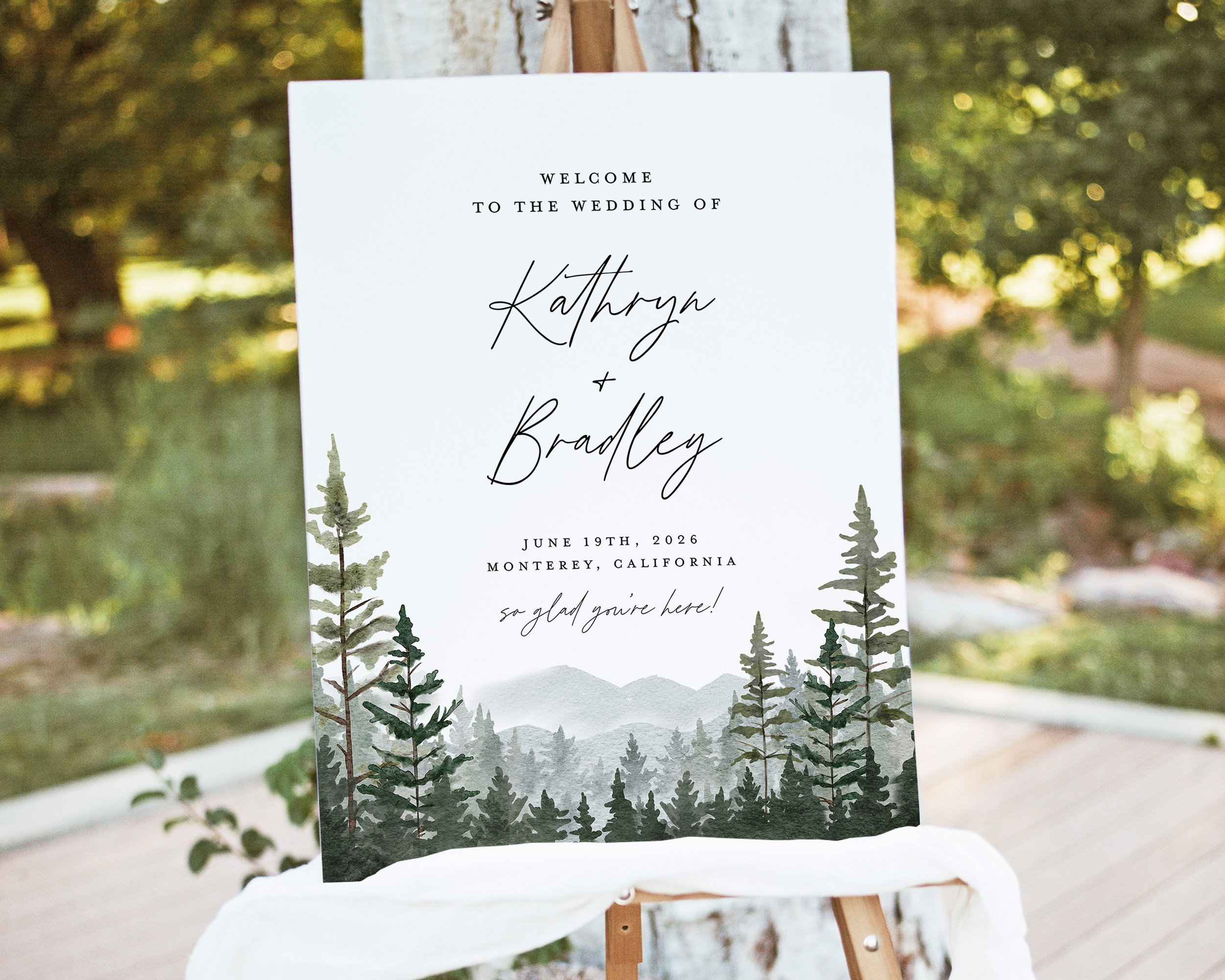 Mountain Wedding Welcome Sign Template Woodland Forest Pine - Etsy