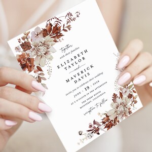 Fall Terracotta Wedding Invitation Template, Rustic Greenery Wedding ...