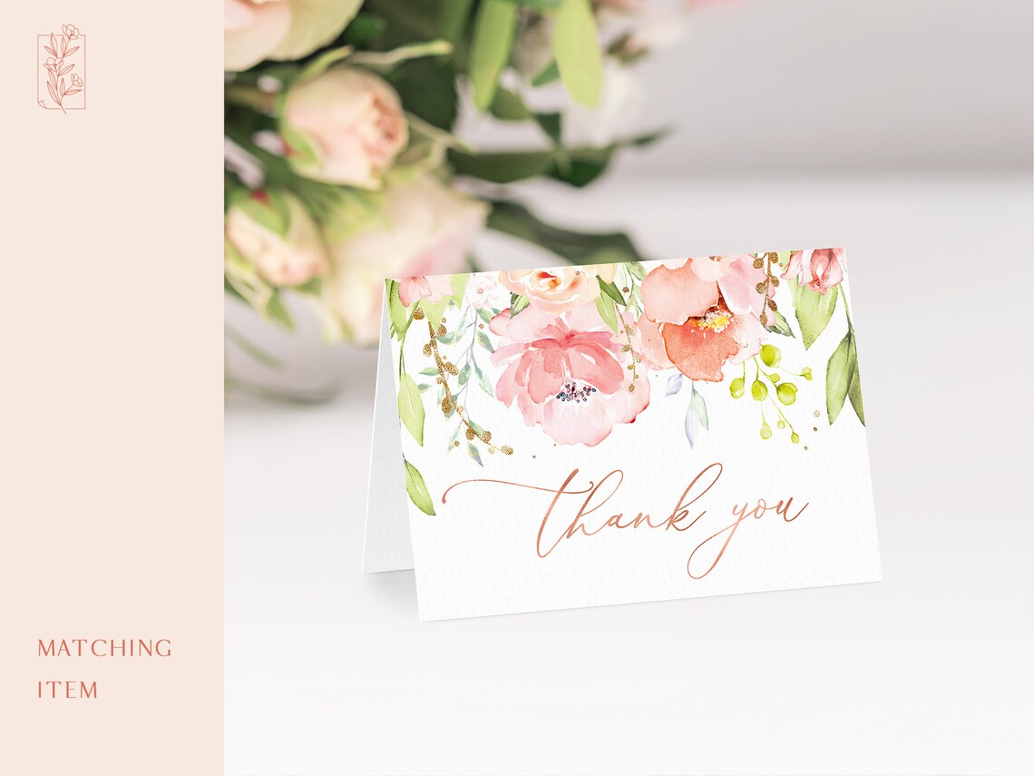 Editable Electronic Thank You Note Mobile Card Blush Pink | Etsy