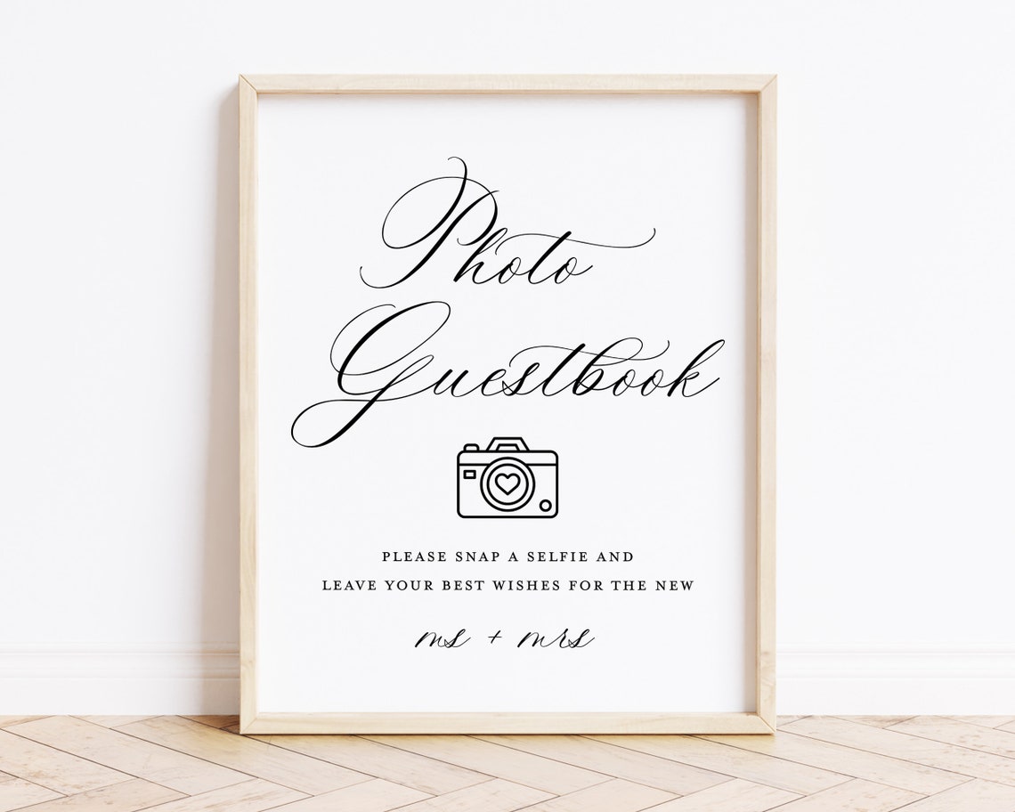 Photo Guestbook Wedding Sign Template Modern Reception Guest - Etsy
