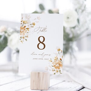 Terracotta Wedding Table Numbers Card Template, Boho Floral Table ...