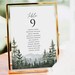 Mountain Wedding Seating Chart Card Template, Woodland Table Numbers ...