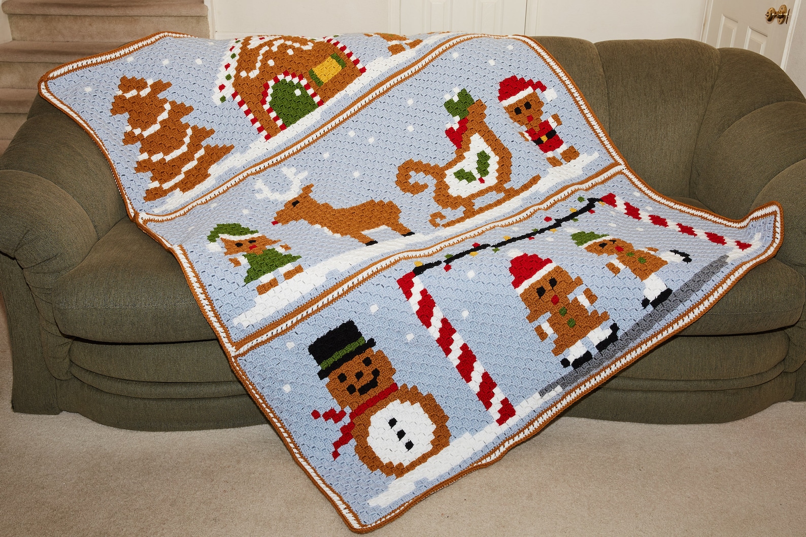 Gingerbread Cookie Lane Corner to Corner Crochet Afghan PATTERN ...
