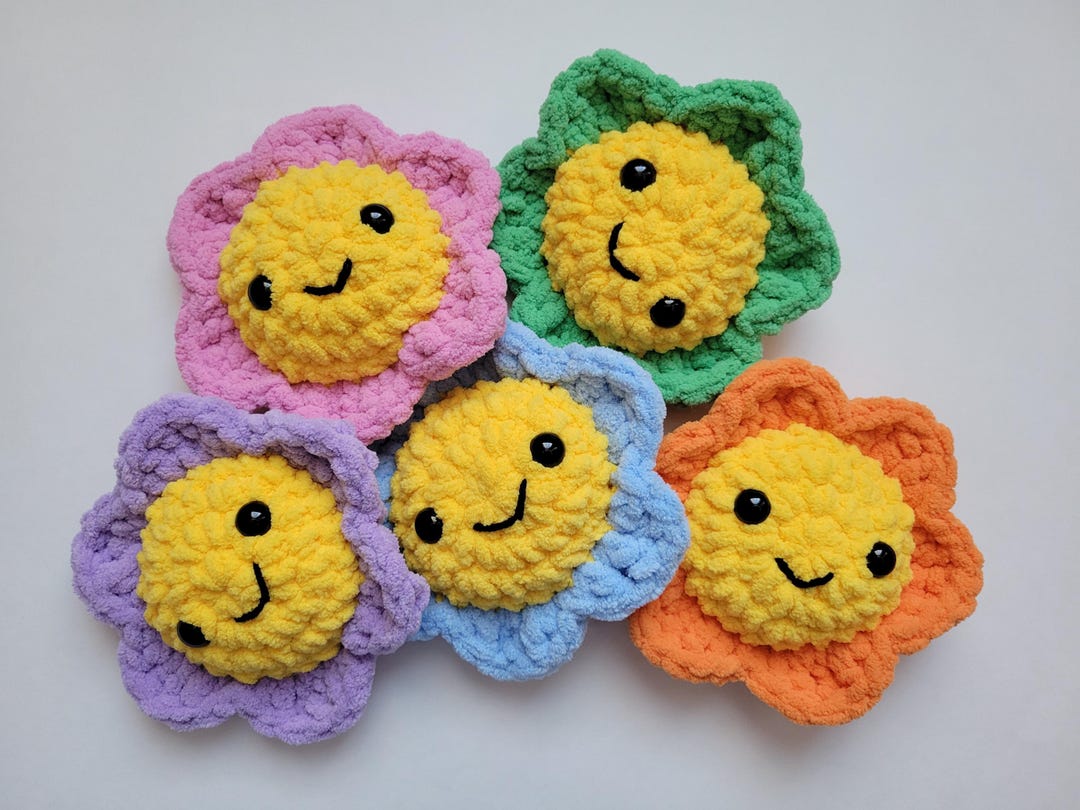 HAPPY FLOWER FRIEND Custom Crochet Stuffie | Hand-made Stuffed Flower ...