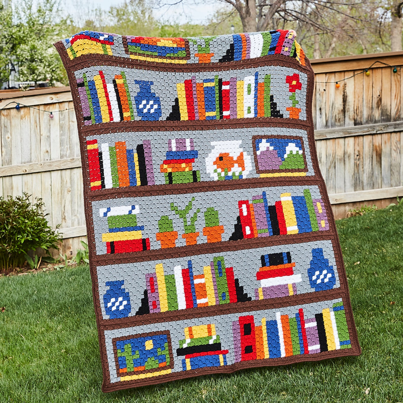 Bookcase C2C Crochet Afghan PATTERN Bookshelf Blanket Book Lover ...