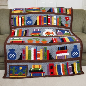 Bookcase C2C Crochet Afghan PATTERN | Bookshelf Blanket | Book Lover ...