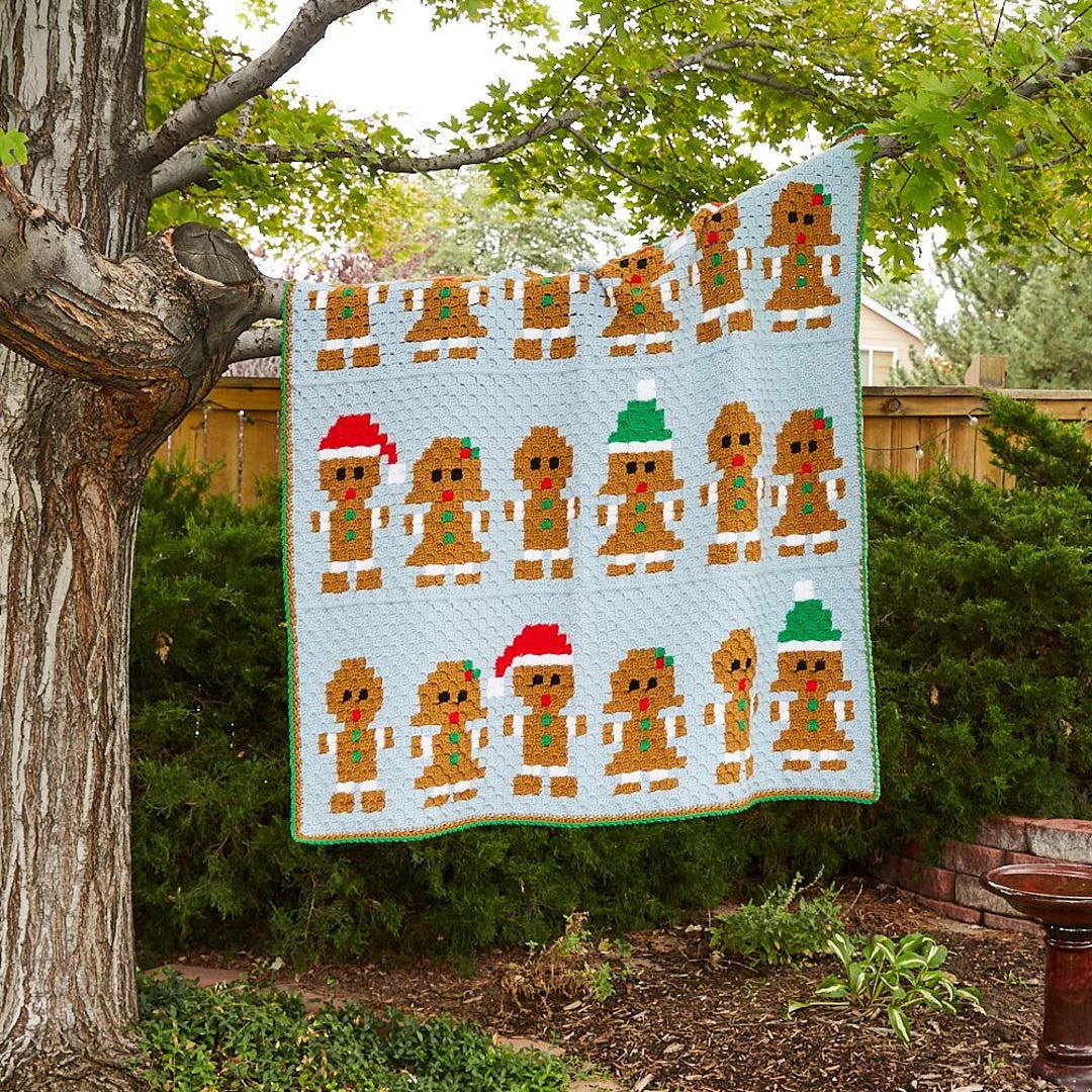 Gingerbread Parade C2C Crochet Throw Afghan Pattern | Gingerbread Boy ...