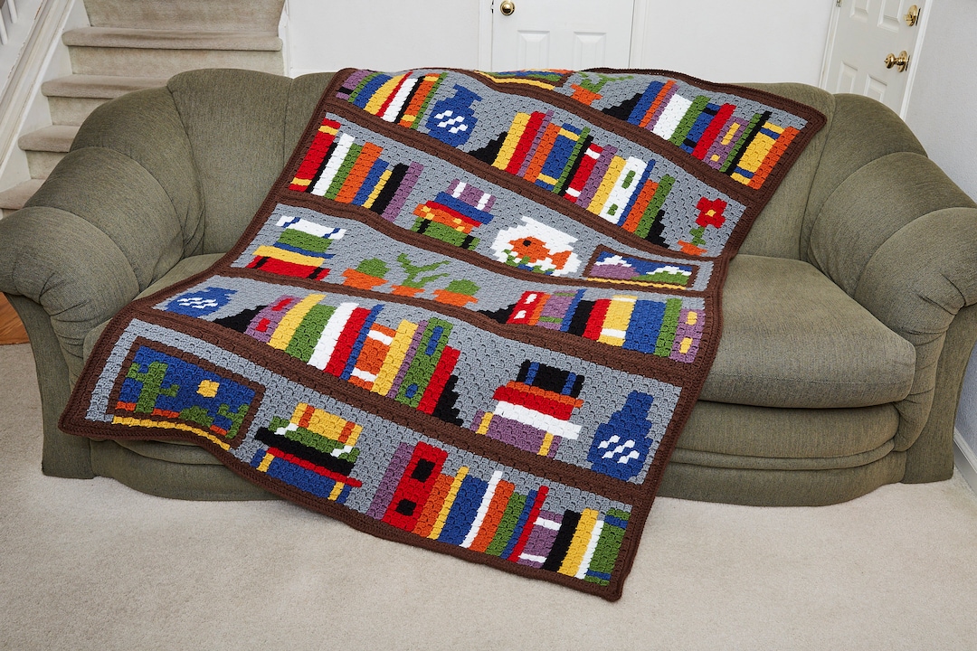 Bookcase C2C Crochet Afghan PATTERN | Bookshelf Blanket | Book Lover ...