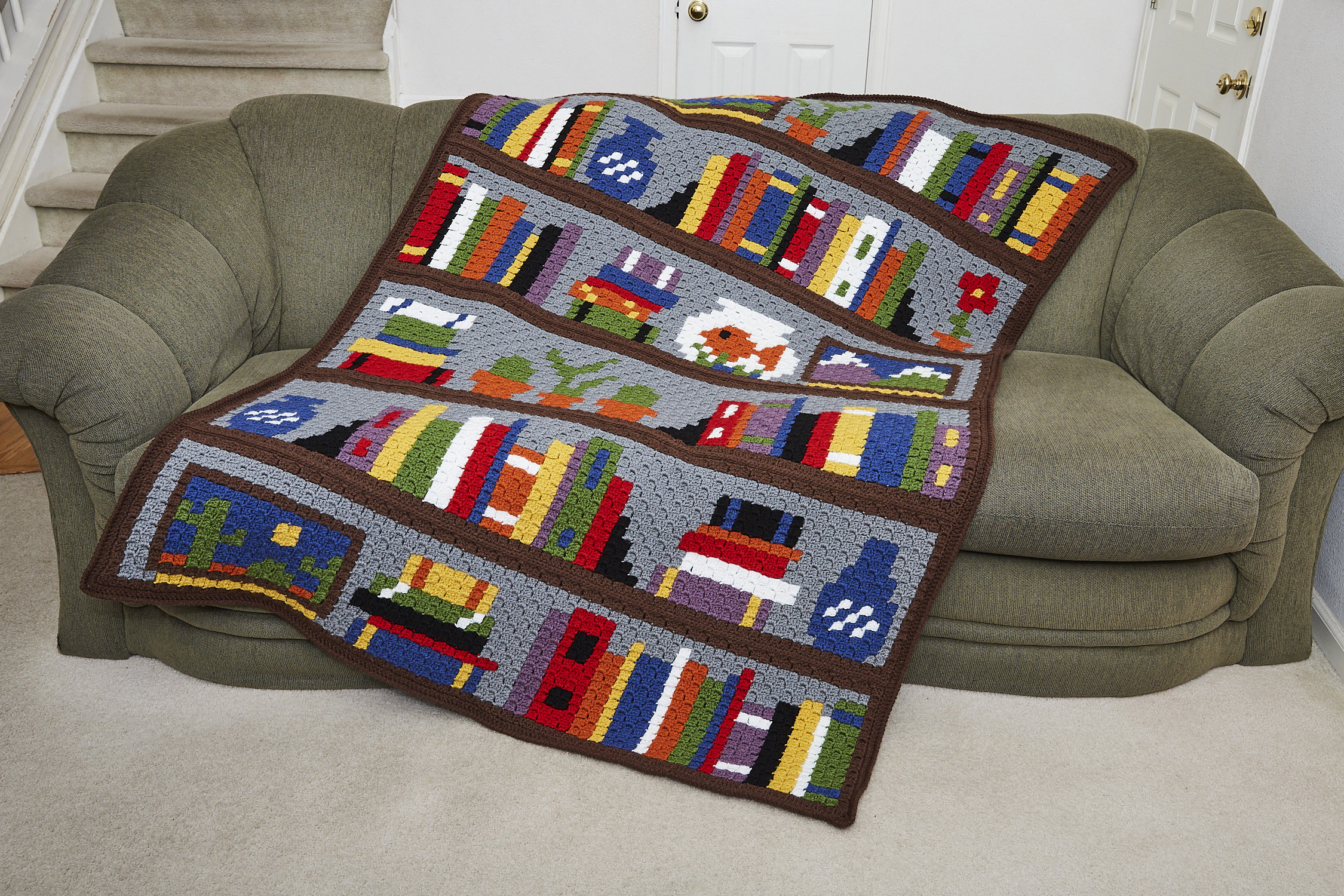 Bookcase C2C Crochet Afghan PATTERN | Bookshelf Blanket | Book Lover ...