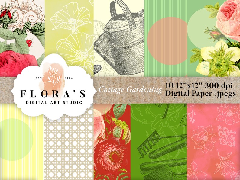 Vintage Floral Printable Digital Scrapbook Paper Garden Digital Craft ...