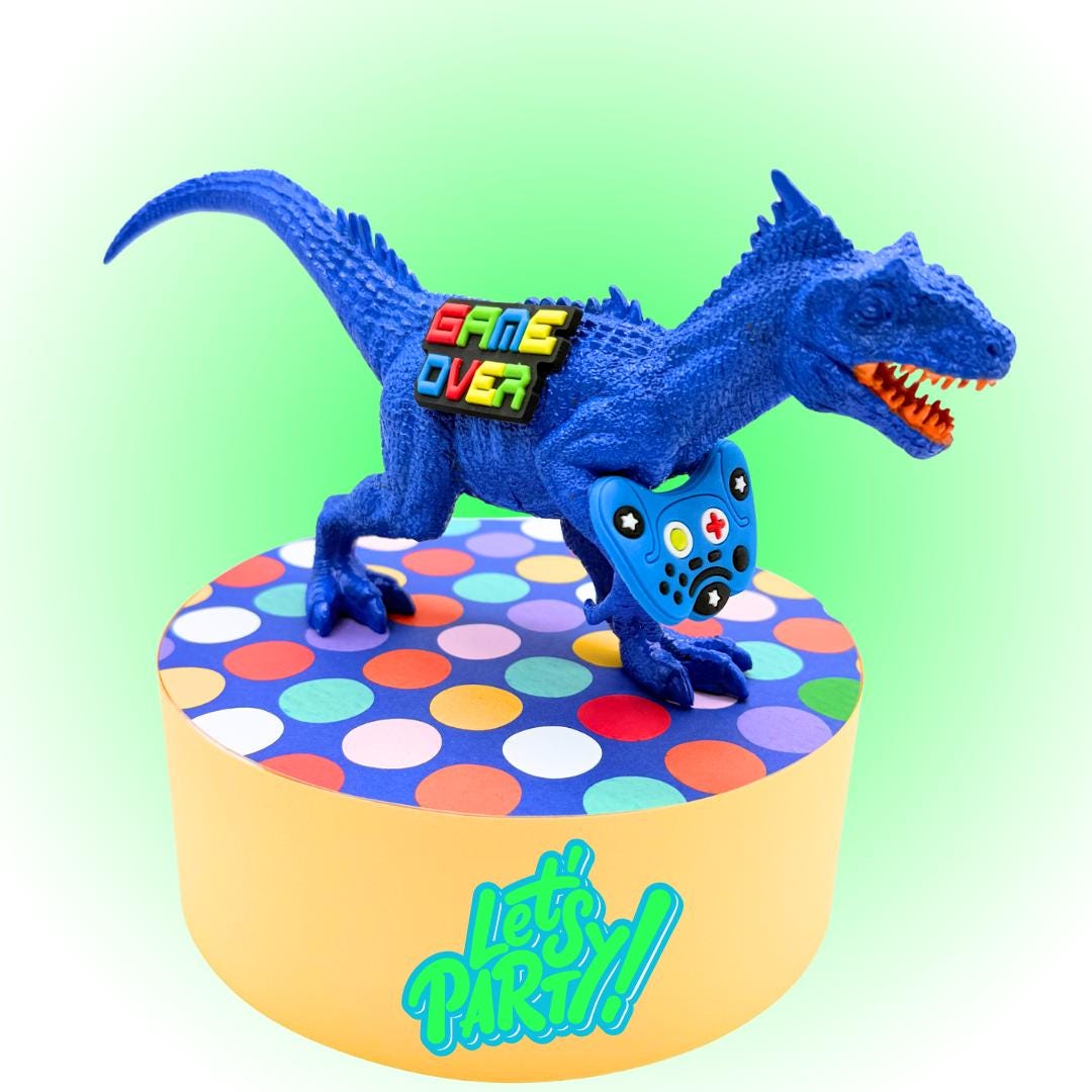 Gamer Allosaurus Dinosaur Birthday Cake Topper Dinosaur Themed Party ...