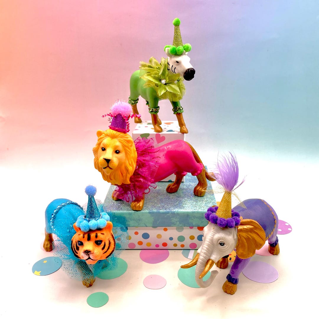 Royal Circus Birthday Centerpiece Glam Safari Animals Cake Topper Hand ...