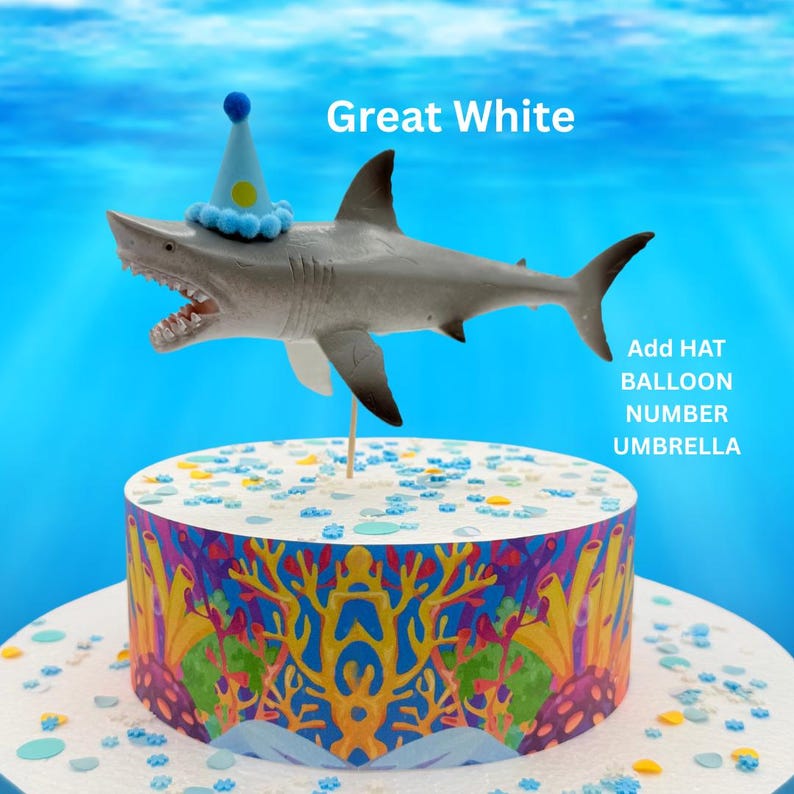 Shark Cake Topper Shark Party Birthday Under the Sea Theme Party Shark ...