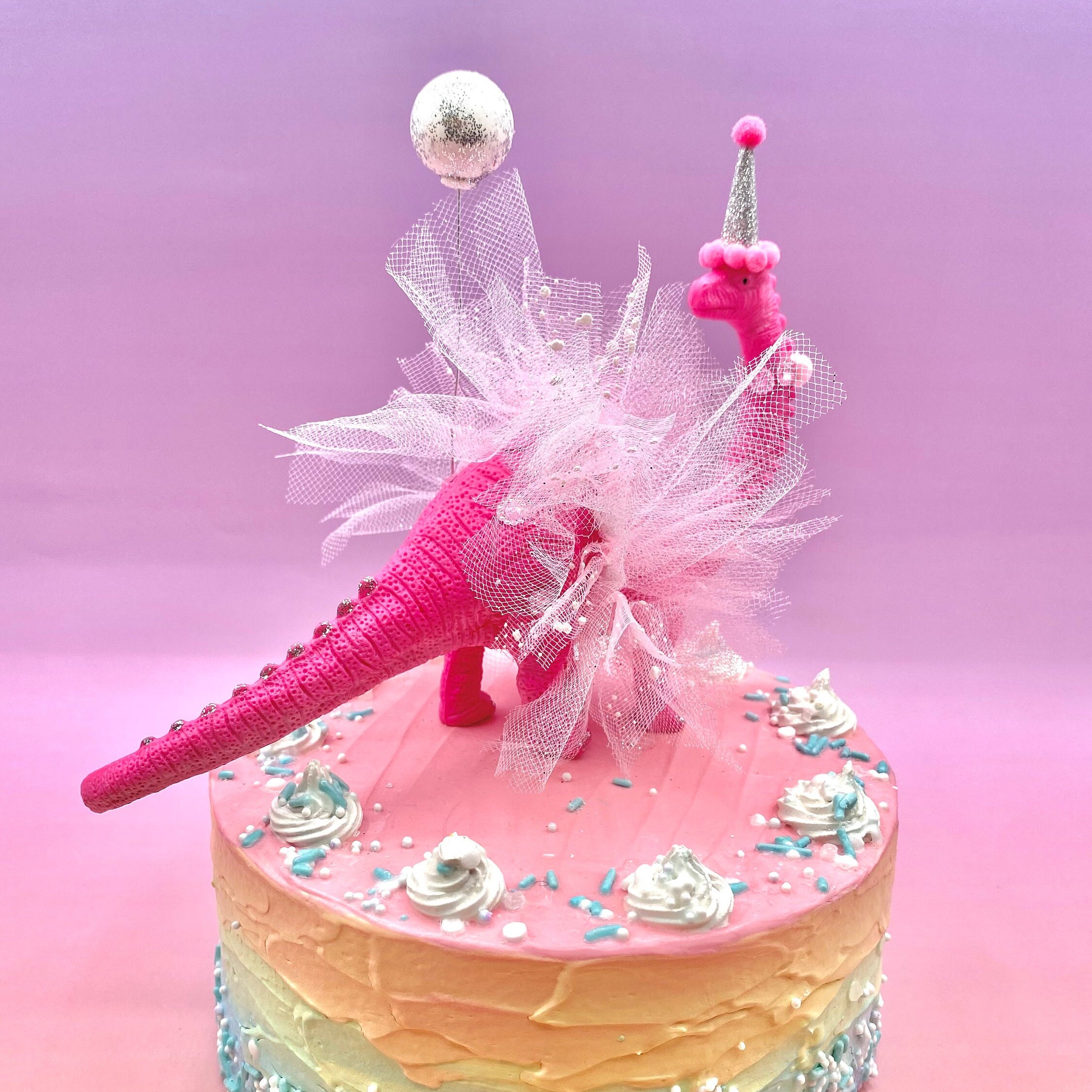 Princess Dinosaur Cake Topper Girl Baby Shower Cake Topper Girl Pink ...