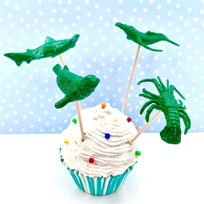 Sea Creatures Cake Toppers Shark Week Under the Sea Birthday Aquarium ...