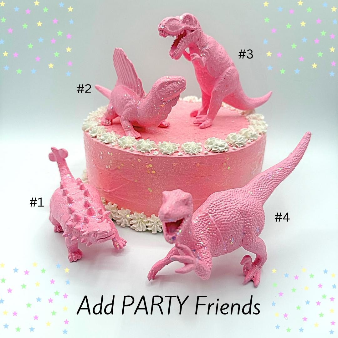 Dinosaur Cake Toppers Dinosaur Friends Baby Shower Pink Girls Dinosaur ...