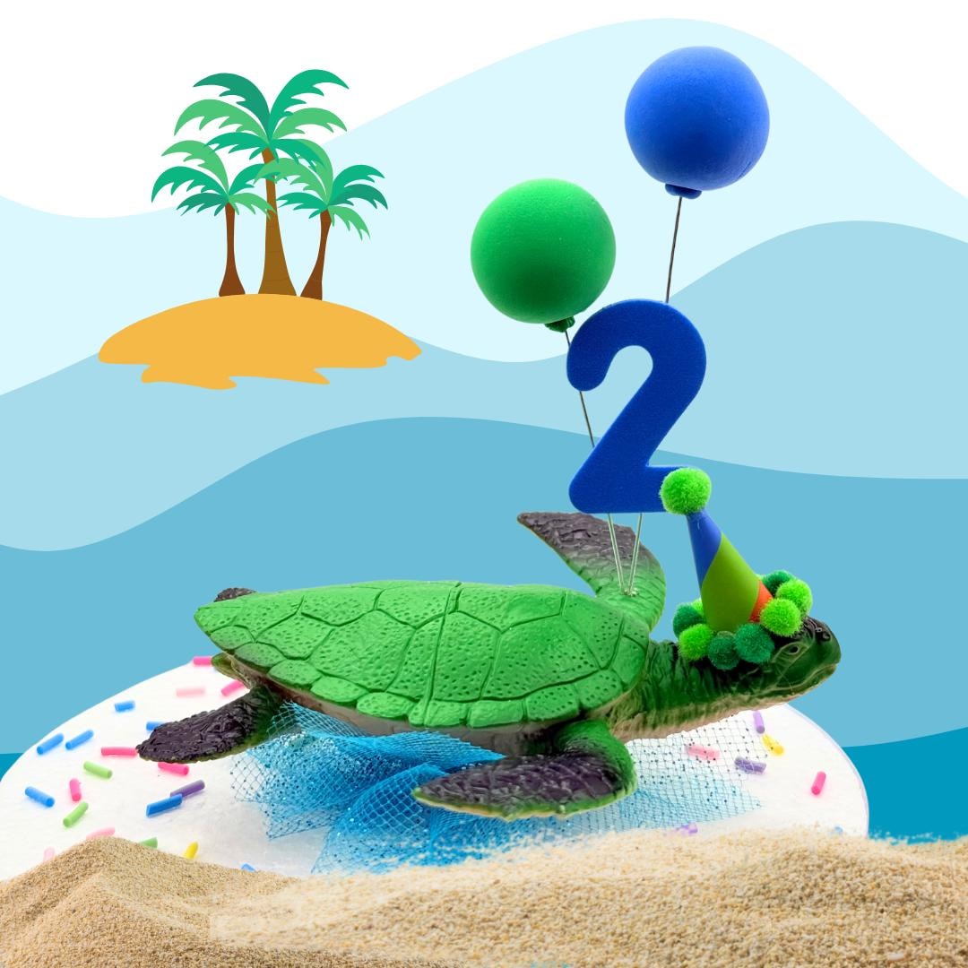 Sea Turtle Cake Topper Ocean Theme Party Sea Party Creature Boy ...