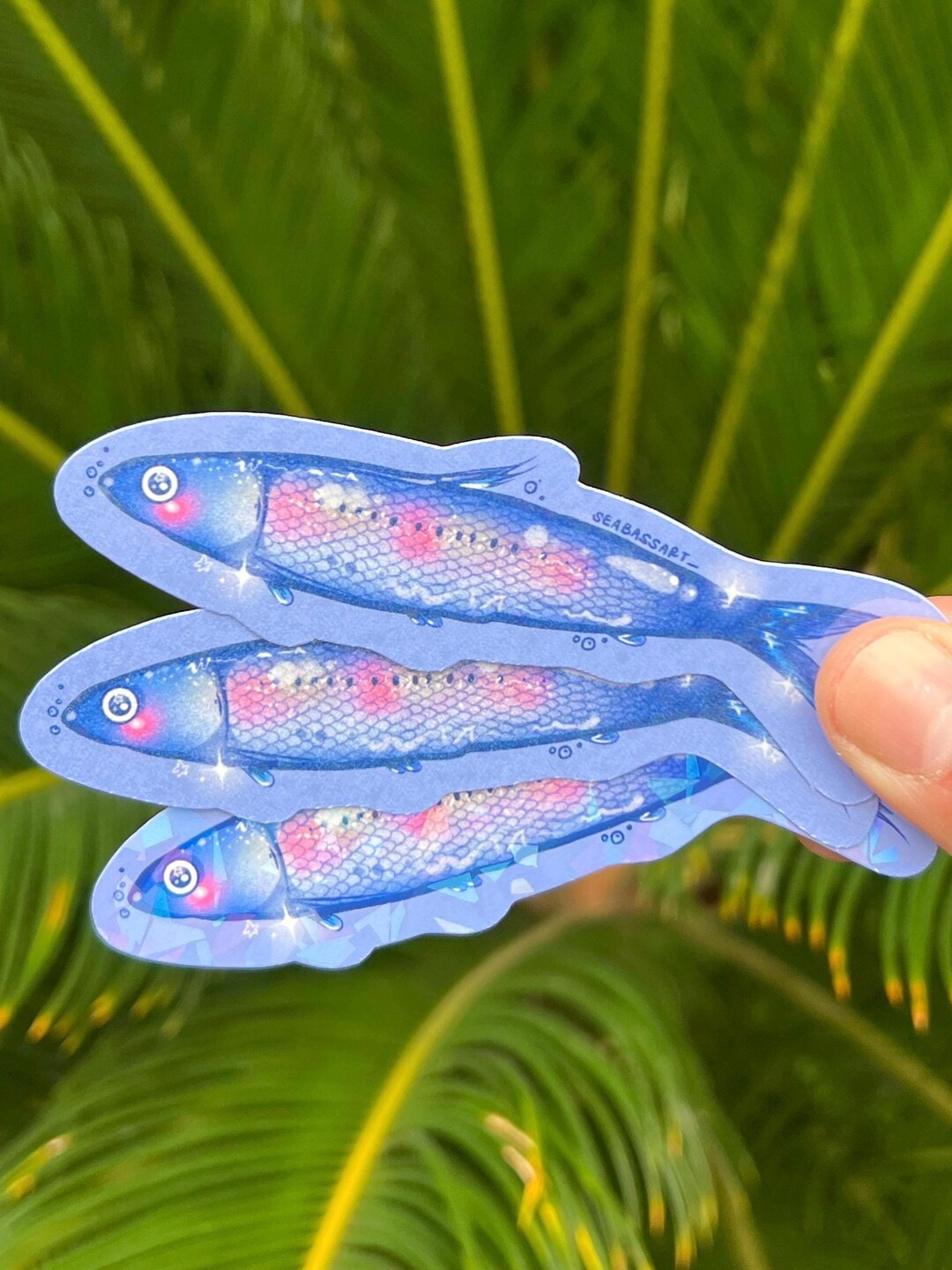 Cute Sardine Stickers | Cute Sparkle Holographic Sticker | Best Friend ...