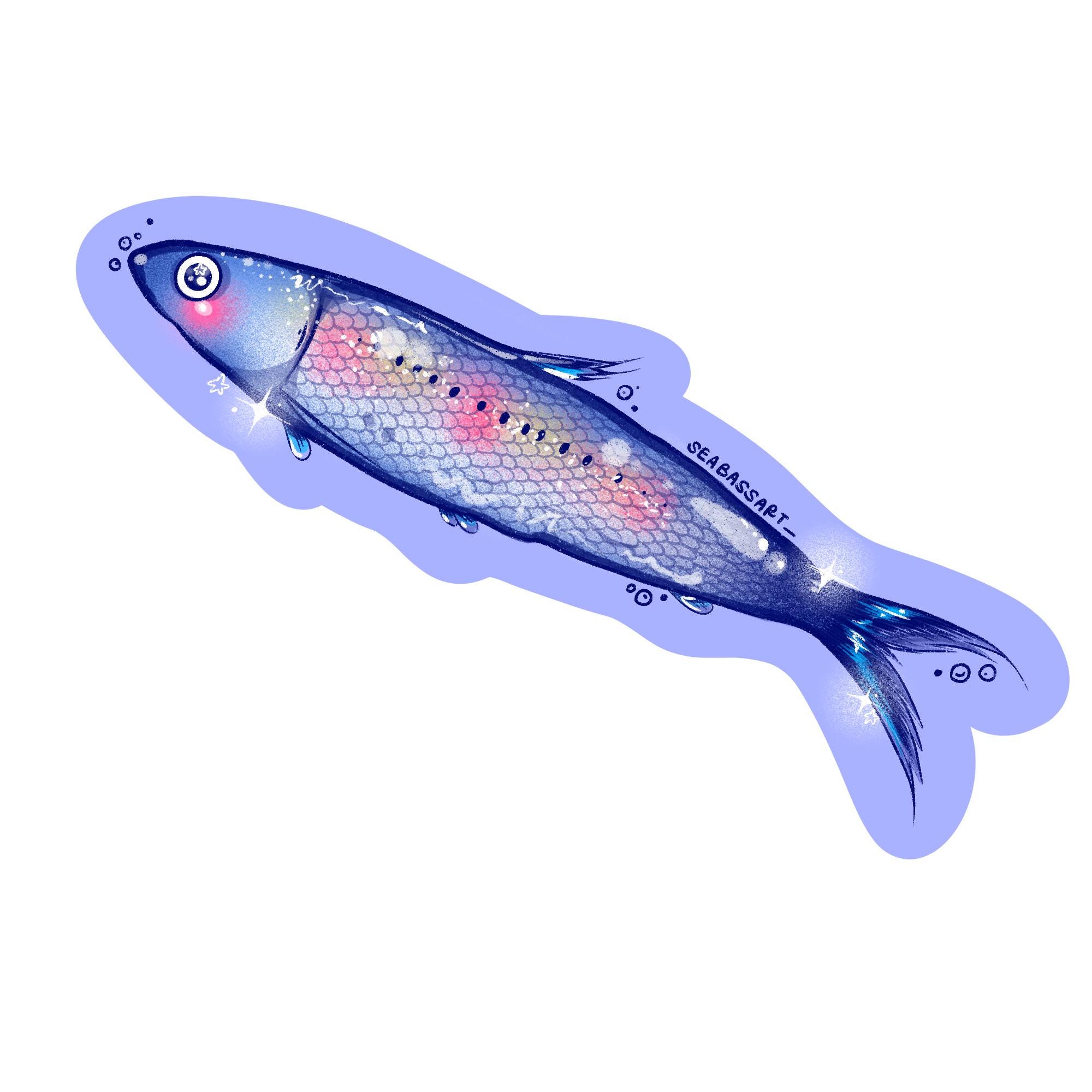 Cute Sardine Stickers | Cute Sparkle Holographic Sticker | Best Friend ...