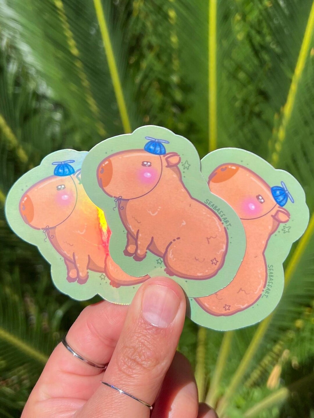 Capybara Wearing Hat Stickers | Cute Capybara Animal Sparkle ...