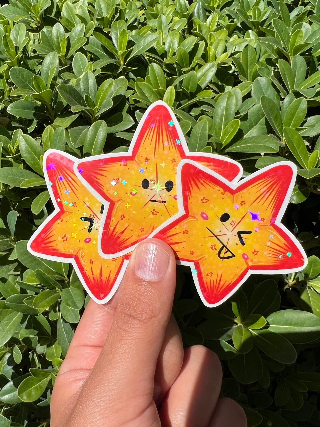 Starz !! | Star Stickers | Cute Sparkle Holographic Sticker Pack of 3 ...