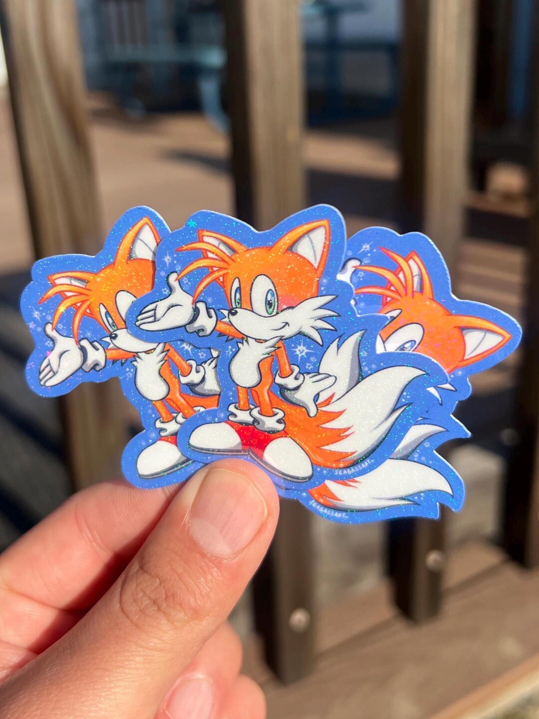 Miles 'tails' Prower Stickers Cute Sparkle Holographic Sticker Best ...