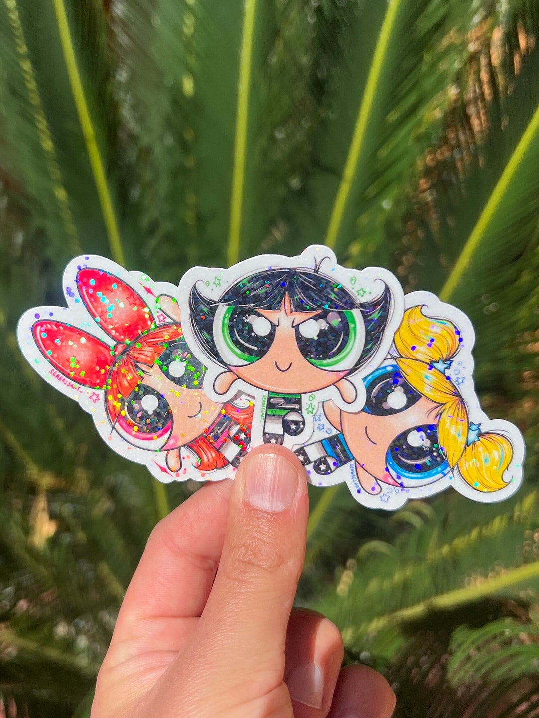 Powerpuff Girls Stickers Cute Sparkle Holographic Sticker Best Friends ...