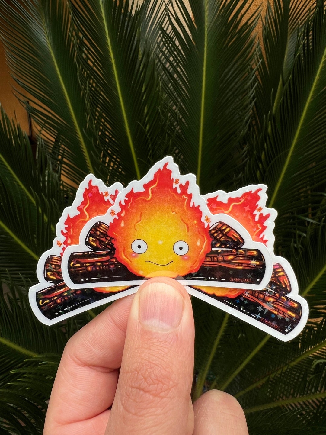 Calcifer Studio Ghibli Sticker | Cute Sparkle Holographic Sticker ...