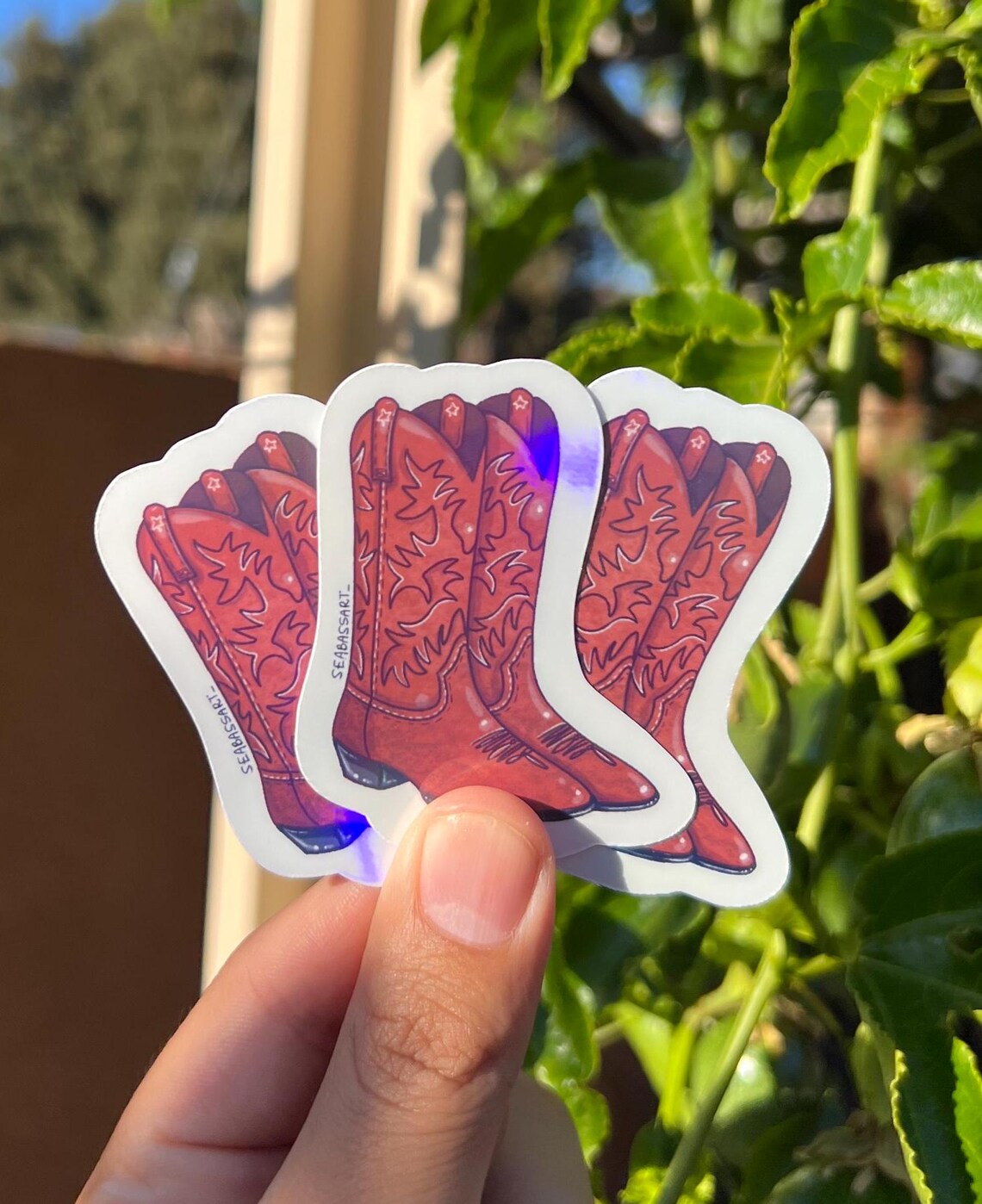 Western Boot Western Stickers | Cute Sparkle Holographic Sticker ...