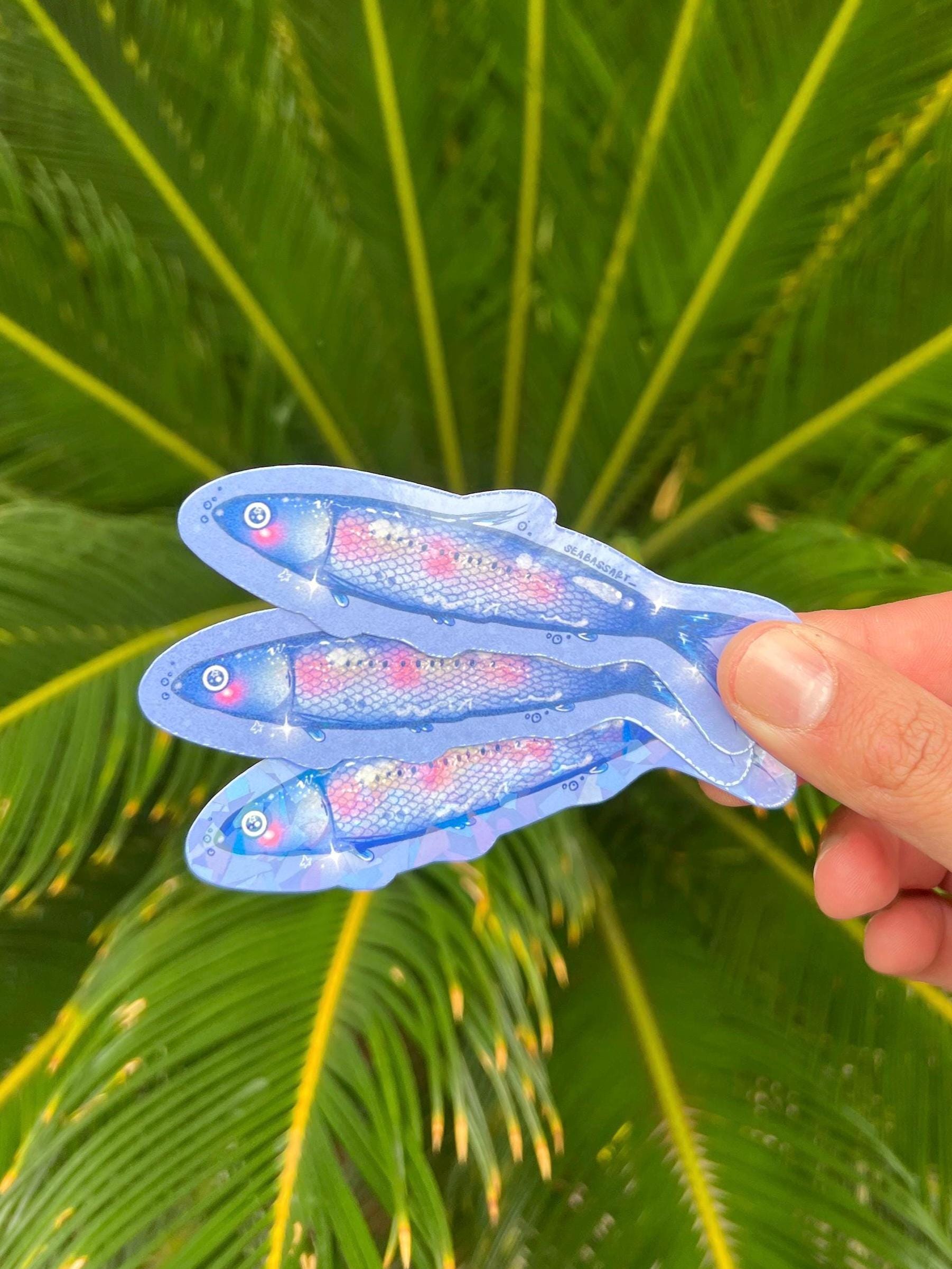 Cute Sardine Stickers | Cute Sparkle Holographic Sticker | Best Friend ...