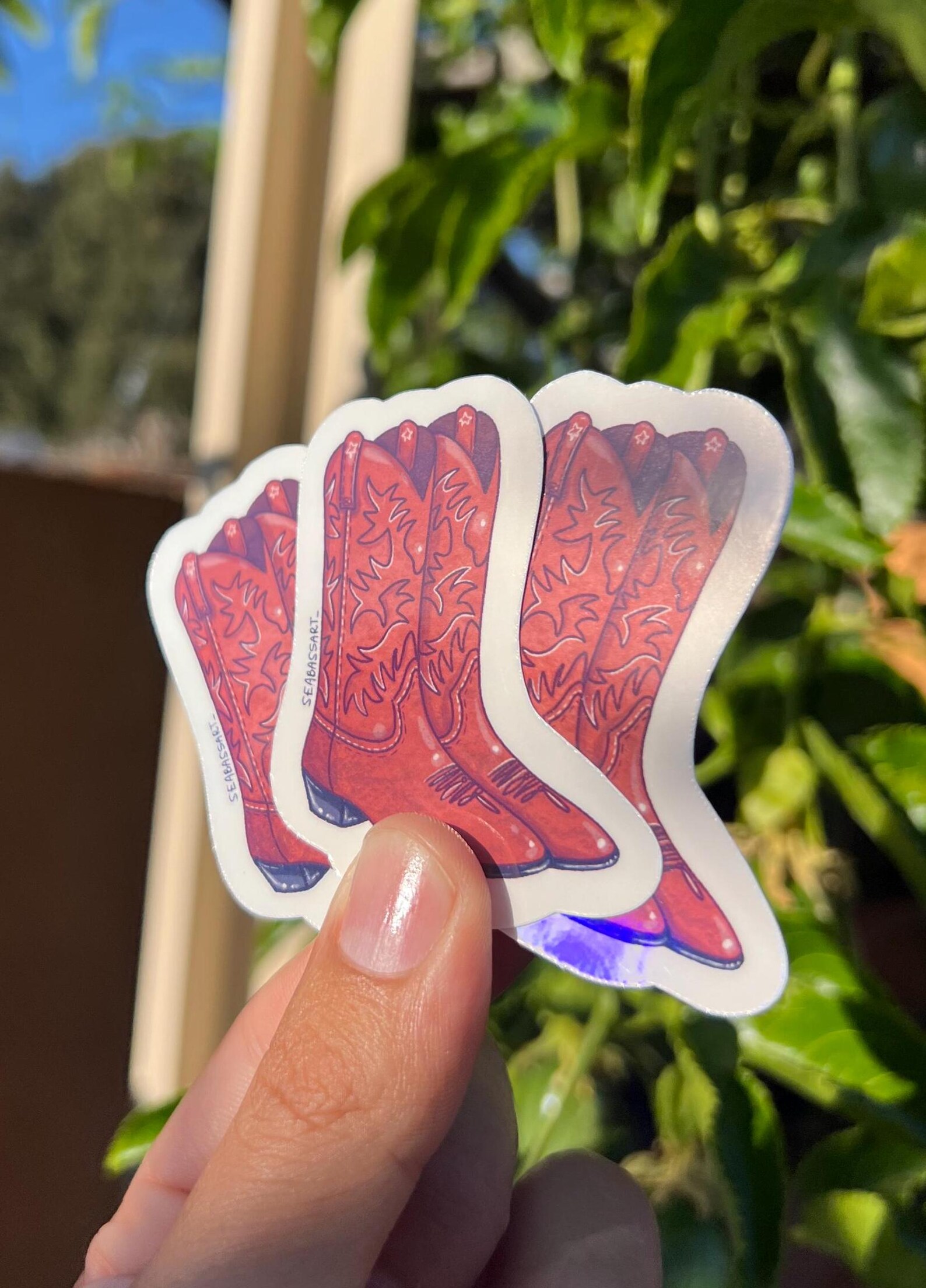 Western Boot Western Stickers | Cute Sparkle Holographic Sticker ...