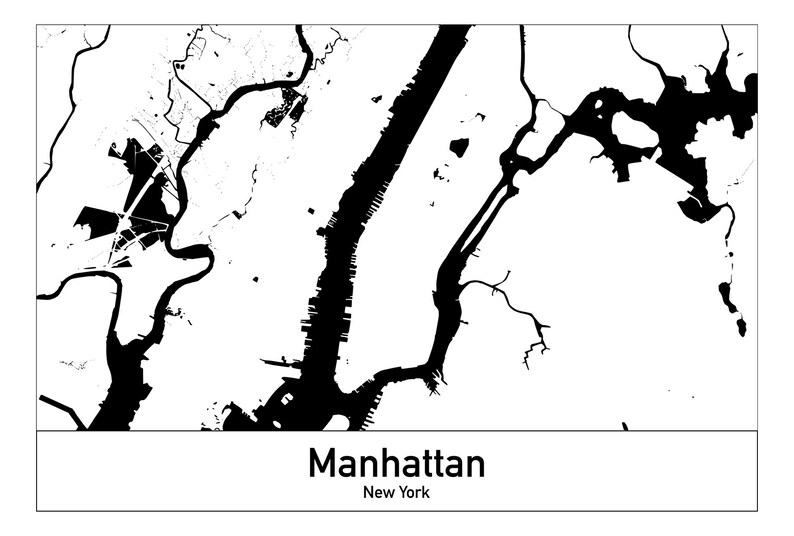 Manhattan New York Map Laser Cut Engrave Ready Design Files - Etsy