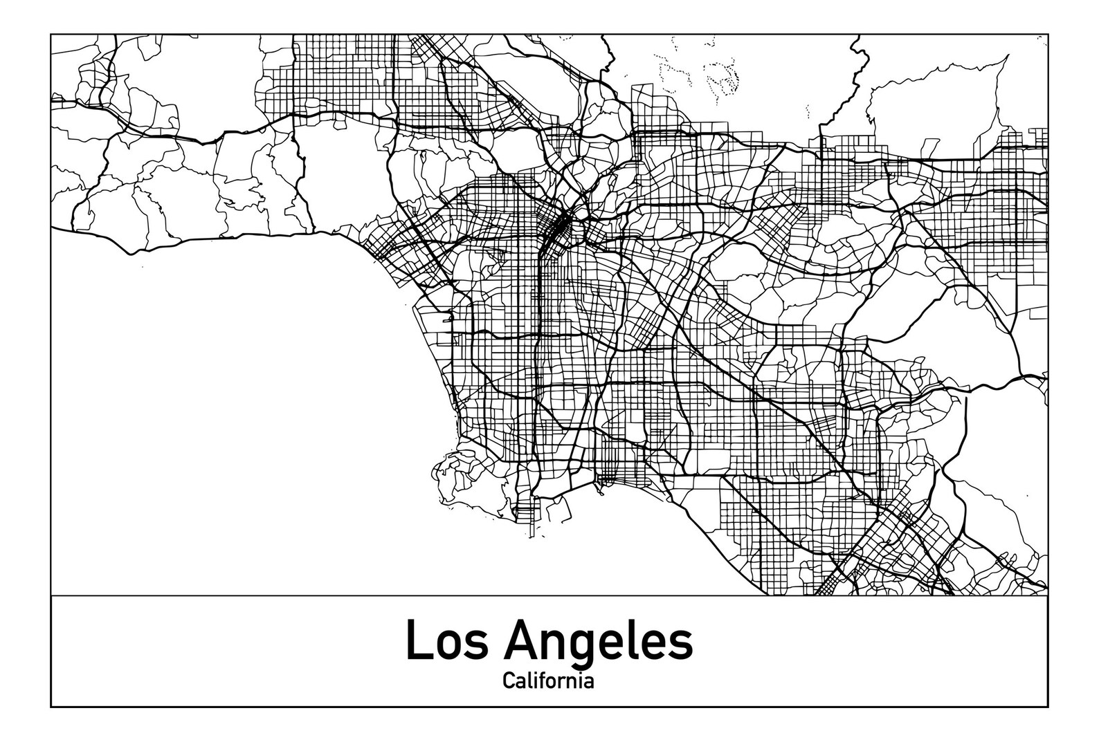 Los Angeles California Map Laser Cut Engrave Ready Design Files - Etsy