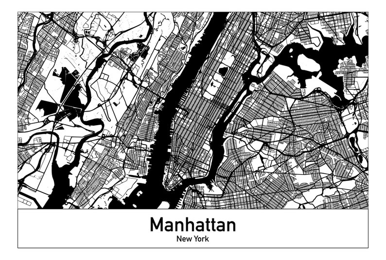 Manhattan New York Map Laser Cut Engrave Ready Design Files - Etsy