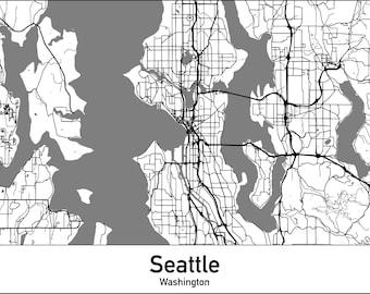 Art & Collectibles Drawing & Illustration Seattle City Center Map ...