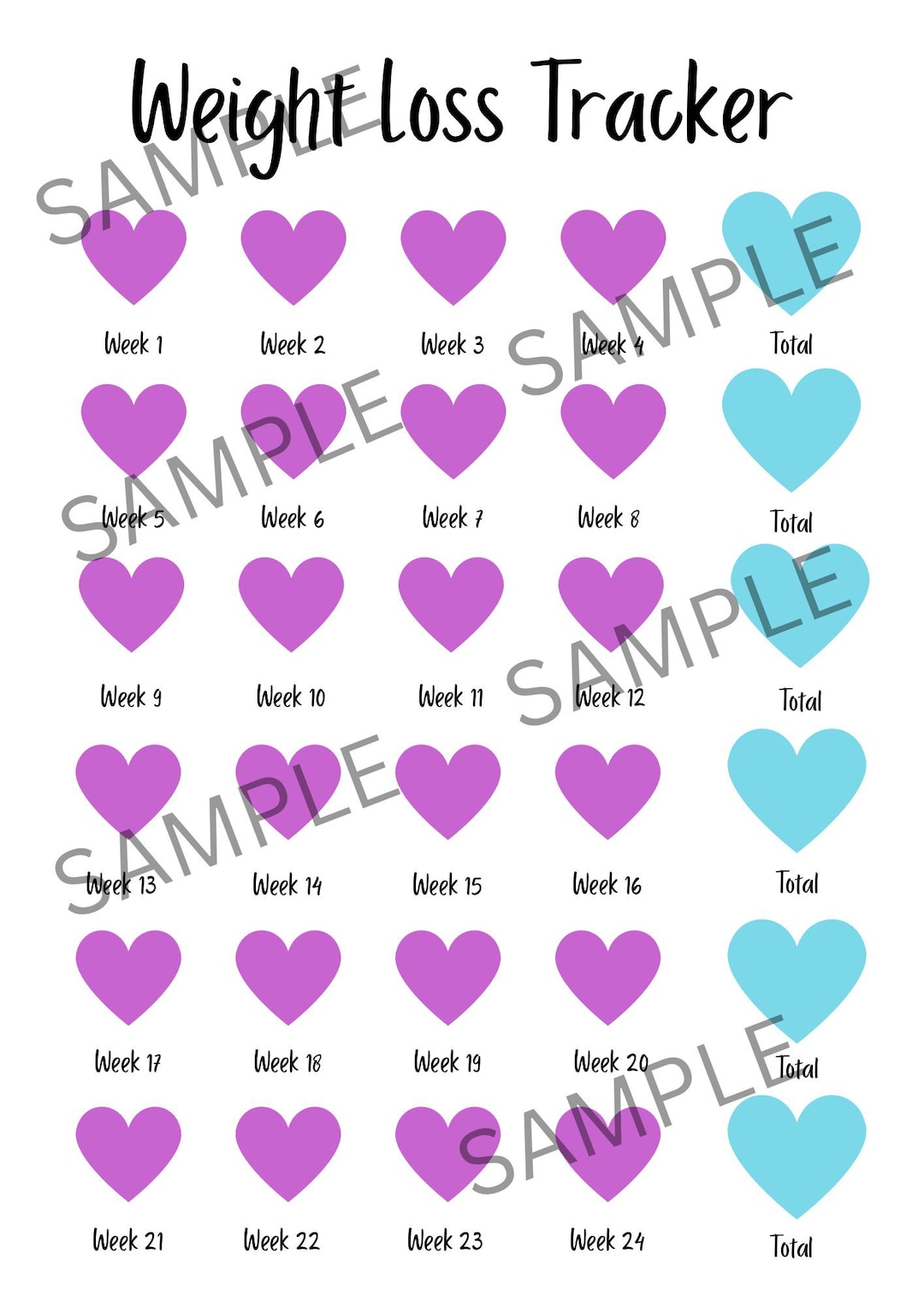 Weight Tracker Printable - Cute Digital Weekly Weight Loss Tracker ...