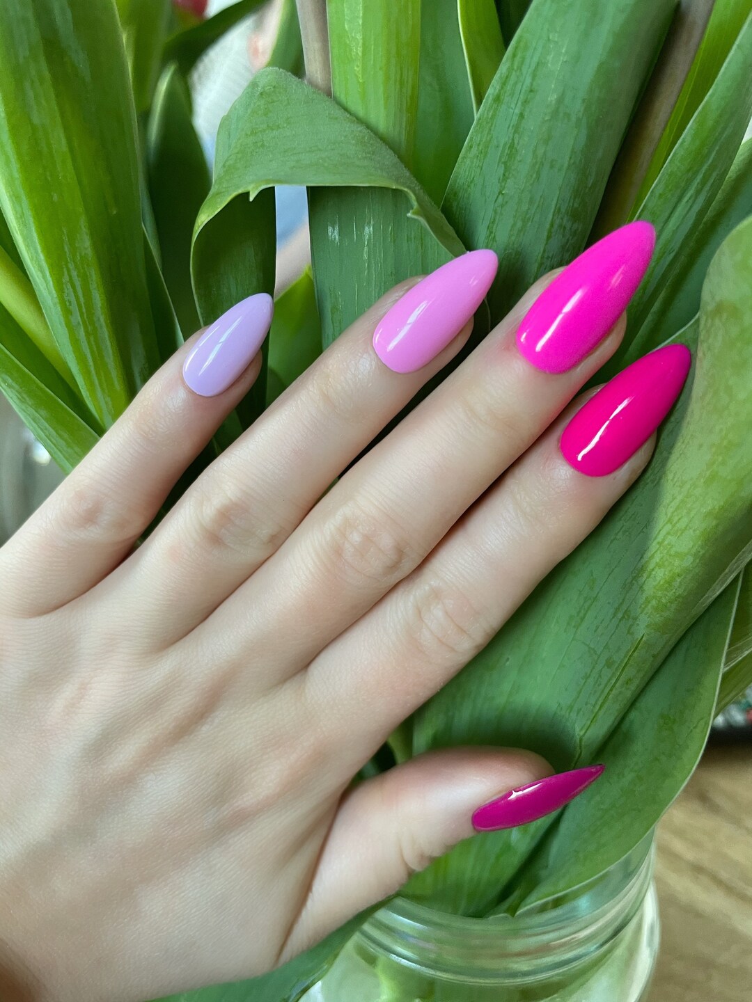 SHADES OF PINK/ Pink Nails/ Press on Nails/ Almond Nails/ Long Nails ...