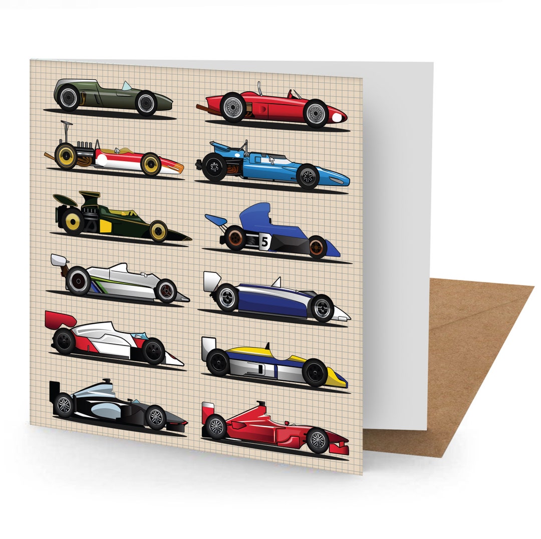 Grand Prix Racing Car Greetings Card (150x150 Blank) - Etsy