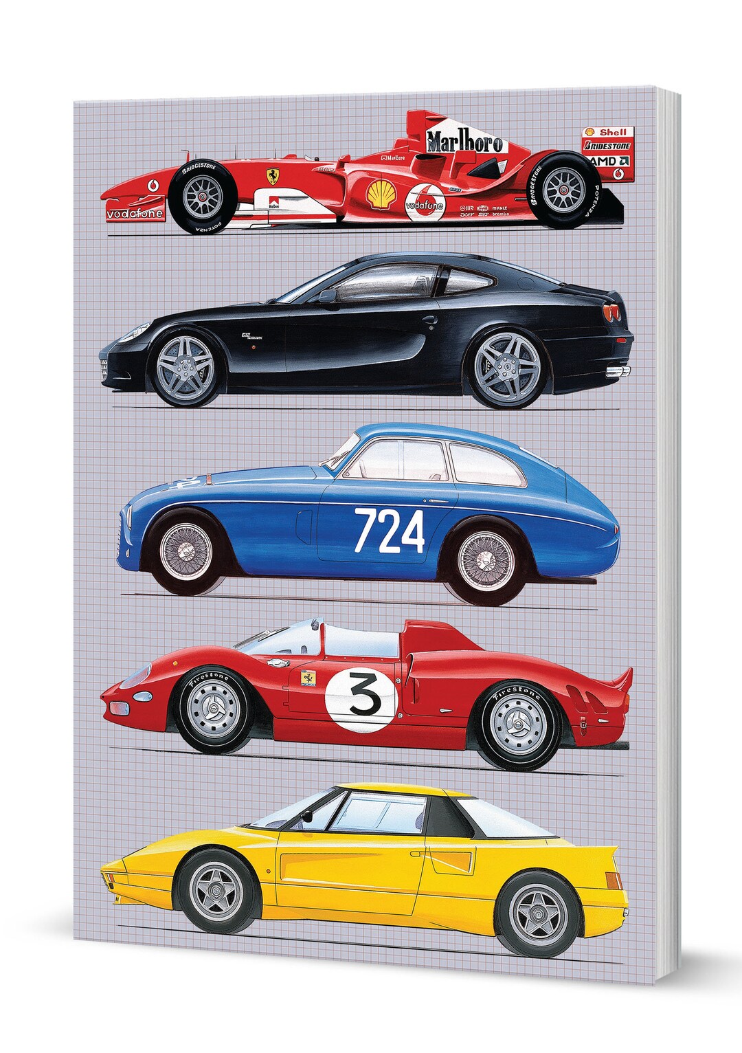 Ferrari Sports Car Notebook: Illustrated A5 Lined Journal - Etsy