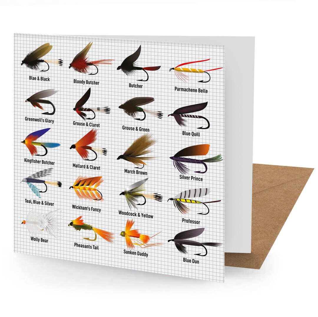 Vintage Fly Fishing Greetings Card - 150x150 Blank - Etsy